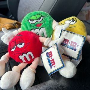 M&M'S | Toys | Vintage Green Yellow And Red Mm Plush Set Of 3 | Poshmark